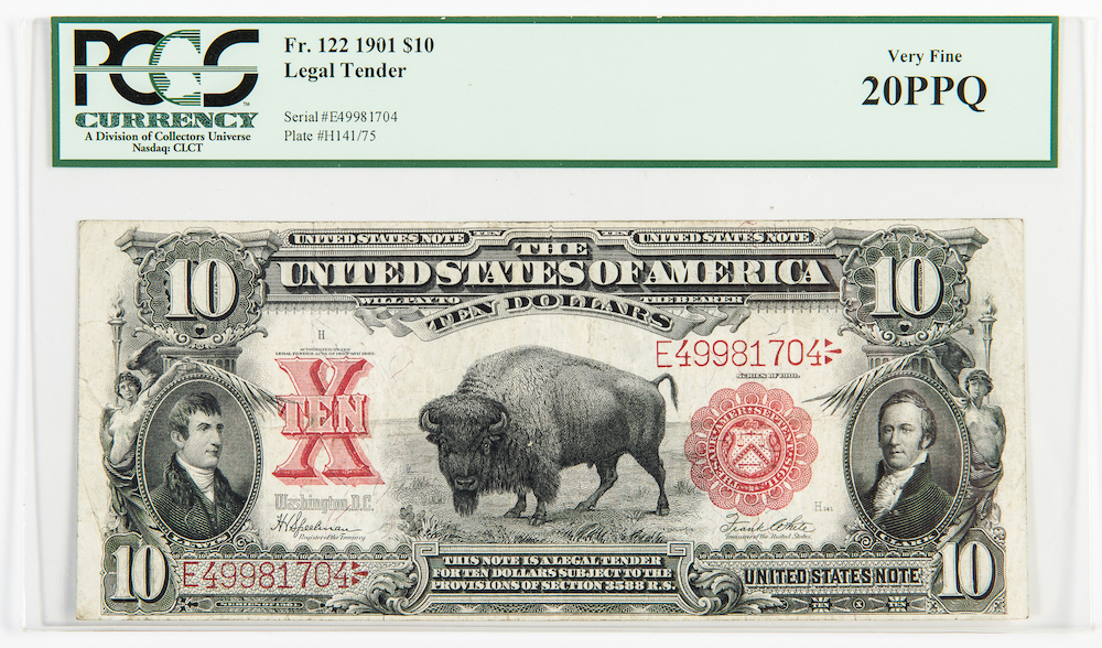 1901 $10 Legal Tender ‘Bison’ Note, Fr. 122, PCGS Currency Very Fine ...