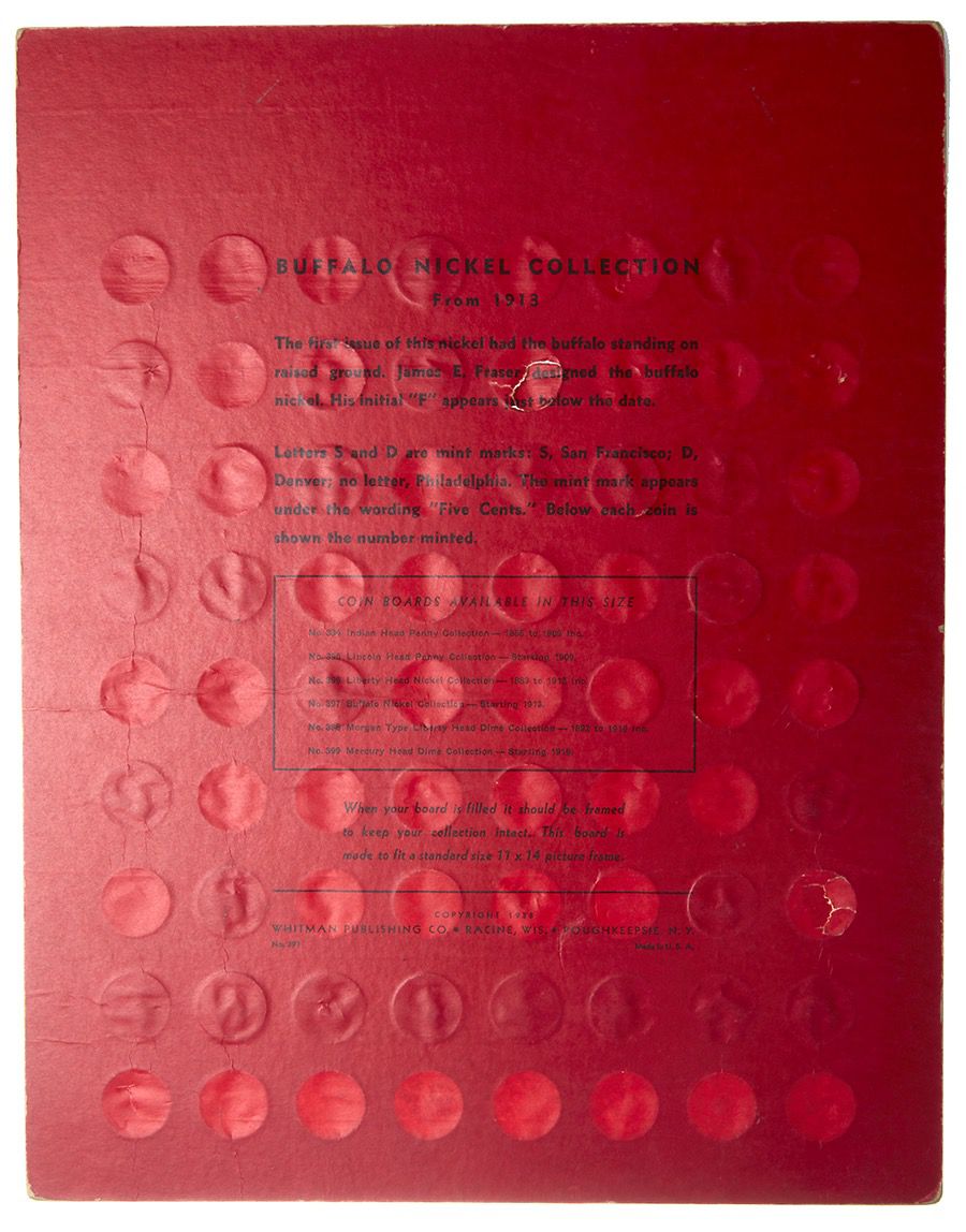 Back 1938 Whitman Buffalo nickels board | Coin Collectors News