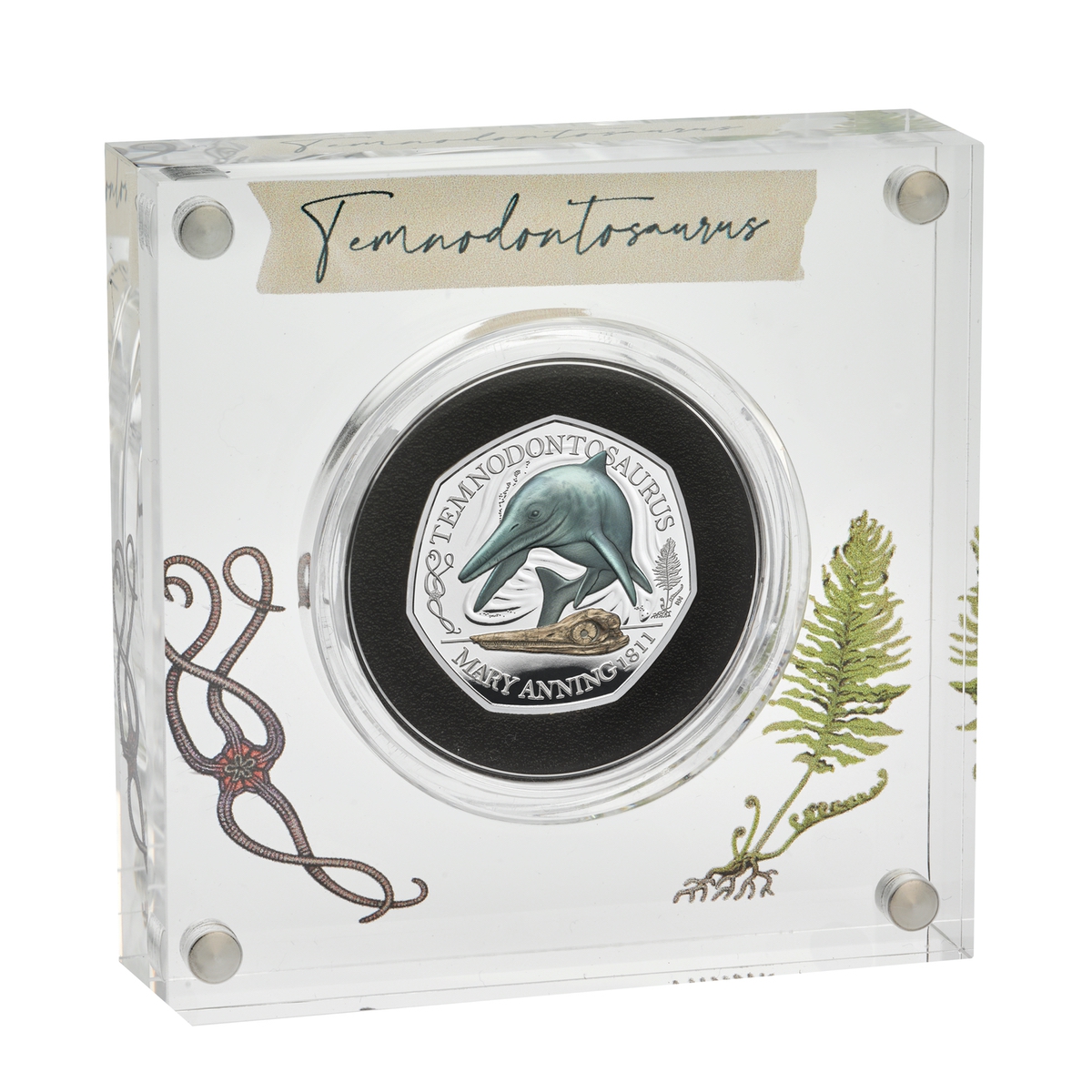 The Mary Anning Collection Temnodontosaurus – 2021 UK 50p Silver Proof ...