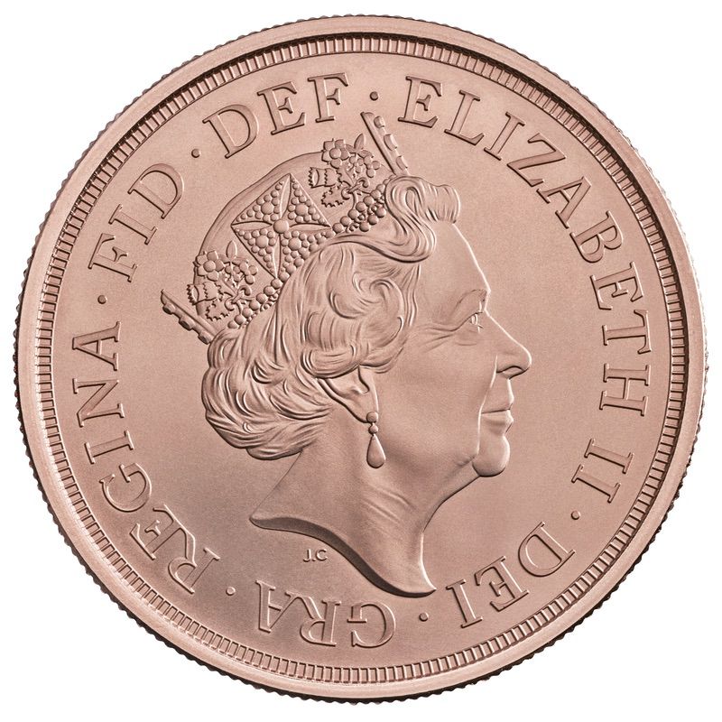 The Five-Sovereign Piece 2021 Gold Brilliant Uncirculated Coin obverse ...