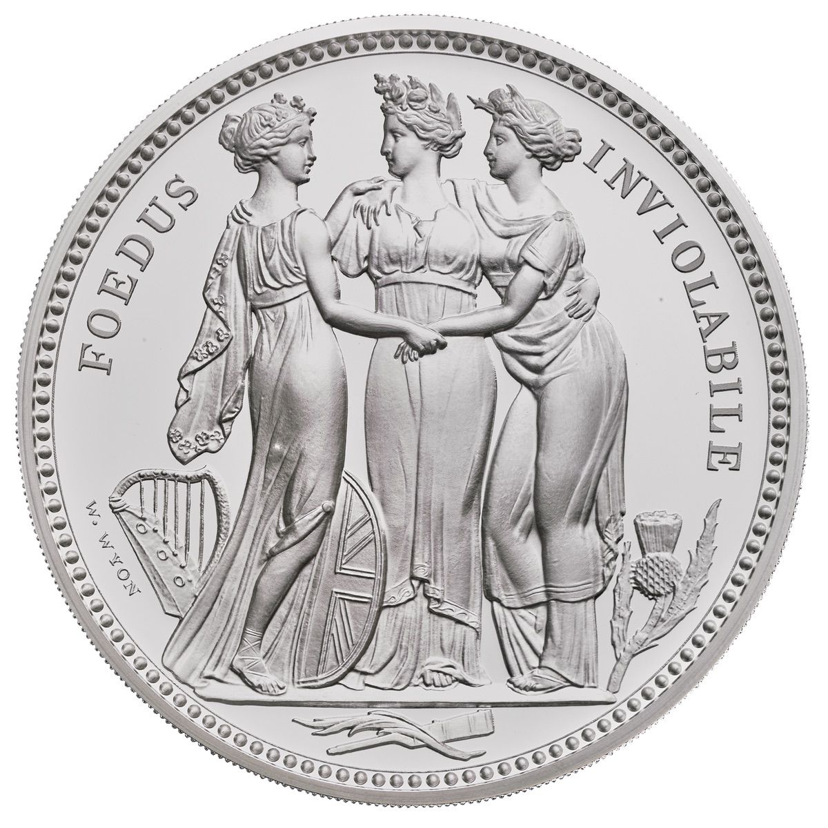 Three Graces UK Five-Ounce Silver Proof reverse (trial piece ...