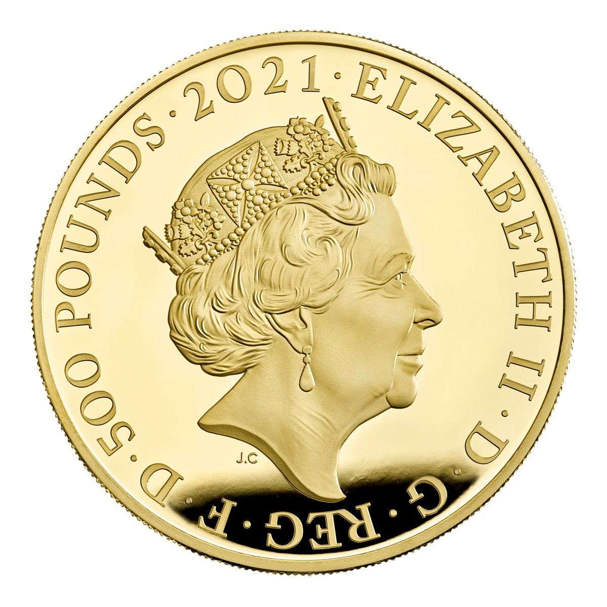 Gothic Crown Portrait 2021 UK 5oz Gold Proof Coin obverse – UK21GOG5 ...